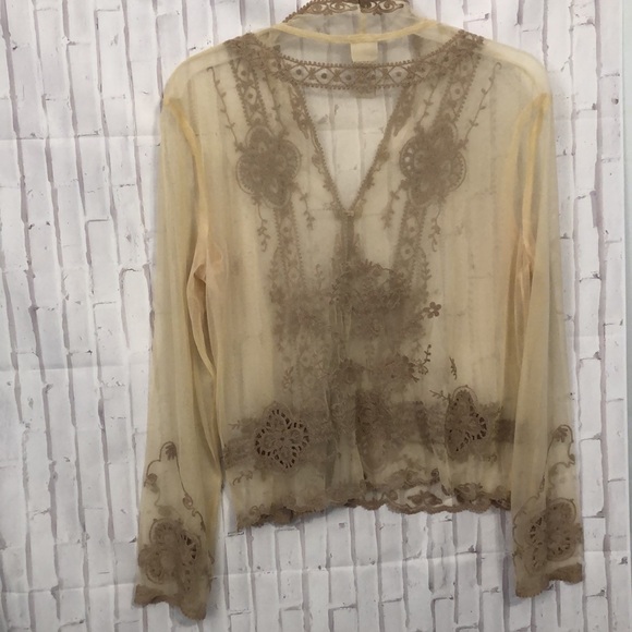J. Jill | Tops | J Jill Sheer Lace Embroidered Button Up Blouse | Poshmark